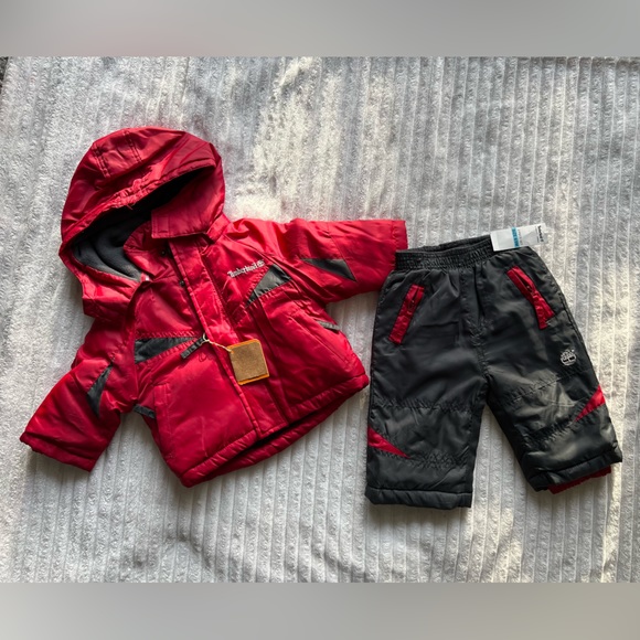 Timberland | Other | Red And Gray Timberland Snowsuit Size 69months ...